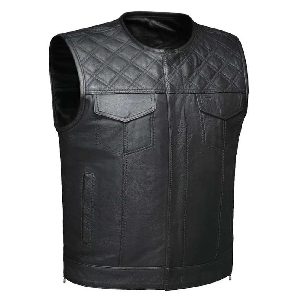 Diamond Lowcut – Men’s Diamond Stitch Leather Vest with Bold Style ...